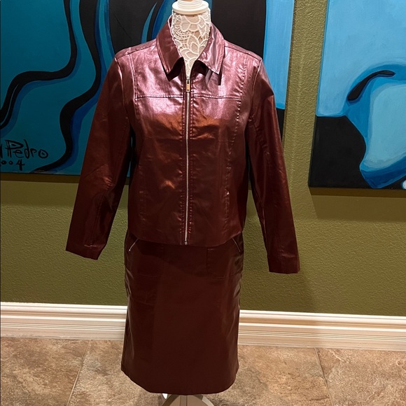 Kate & Mallory | Jackets & Coats | Kate Mallory Metallic Maroon Leather ...